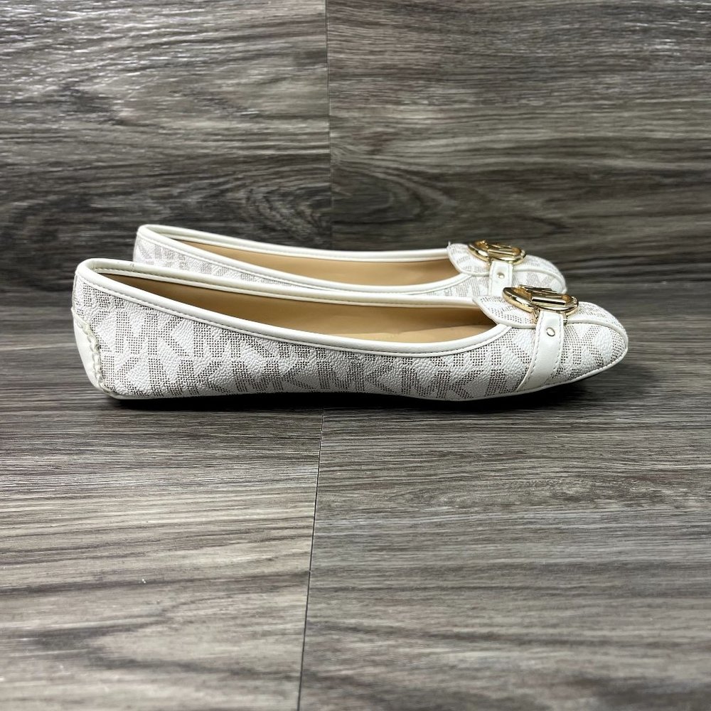 Michael Michael Kors Women's White Mk Monogram Flats/… - Gem